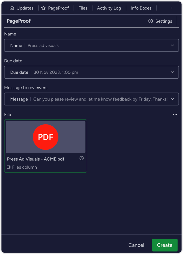 PageProof integration for monday.com: flexible and powerful